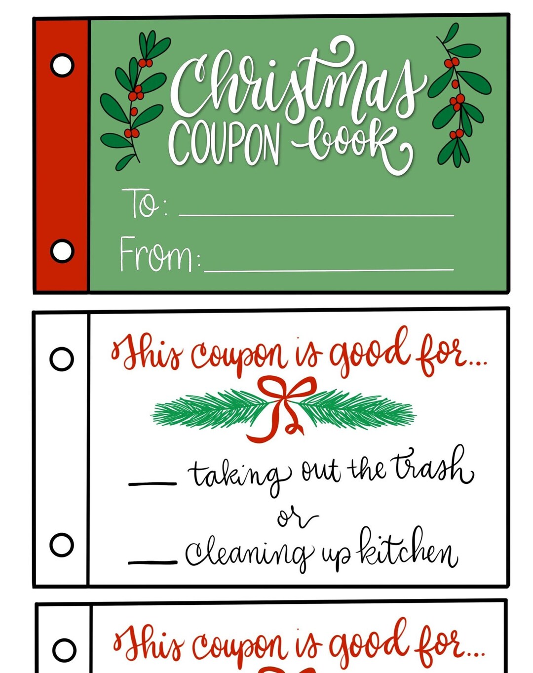 Christmas Coupon Booklet Gift Ideas Handmade for Family Friend DIY Book ...