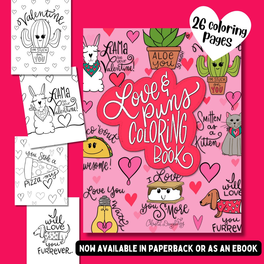 Ebook Love & Puns Valentine's Day Coloring Book Tracers Doodles Adult ...