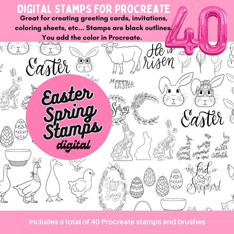 Easter Digital Stamp - Etsy