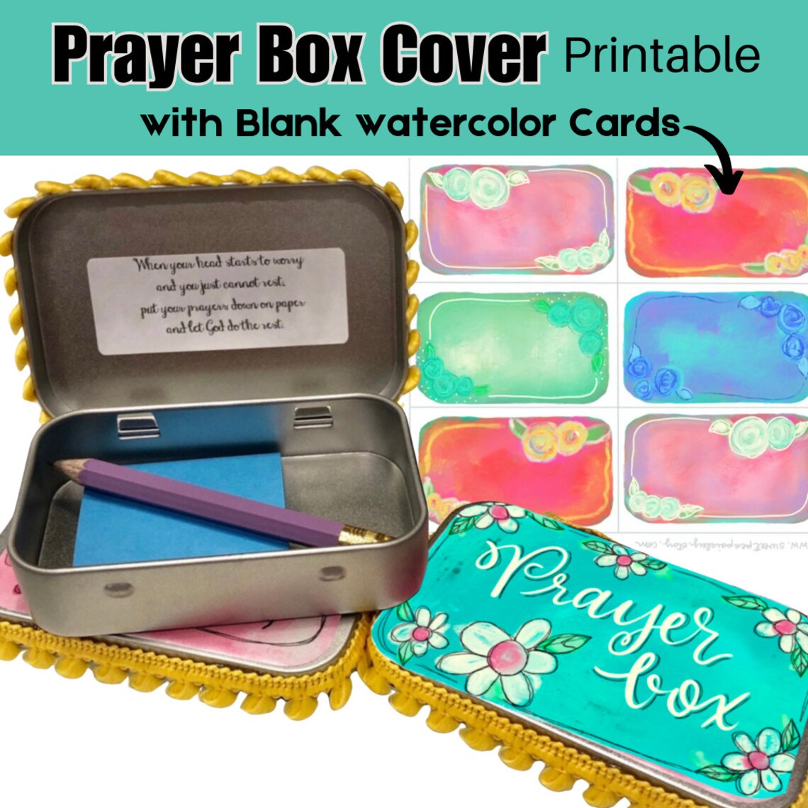 Prayer Box Cover Printable: Floral Hand Lettered Design (PDF) - Etsy