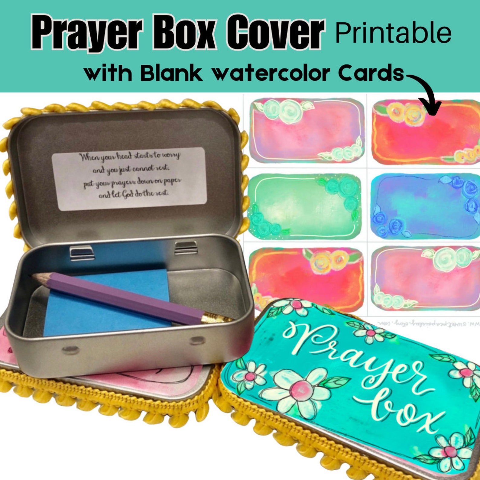 Prayer Box Cover Printable: Floral Hand Lettered Design (PDF) - Etsy