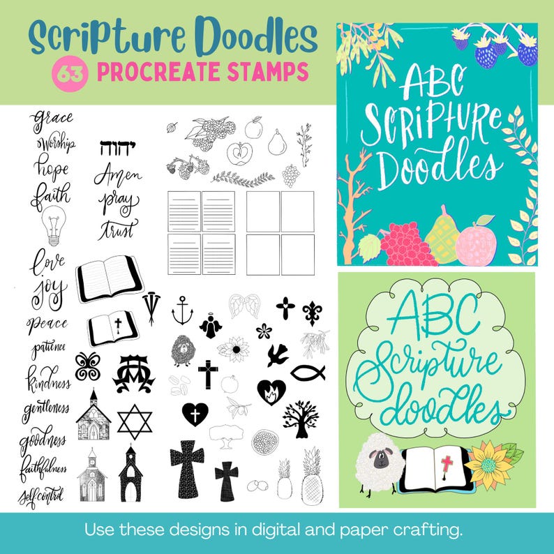 Scripture Doodles Procreate Stamps - Bible Paper Crafting -card Making ...