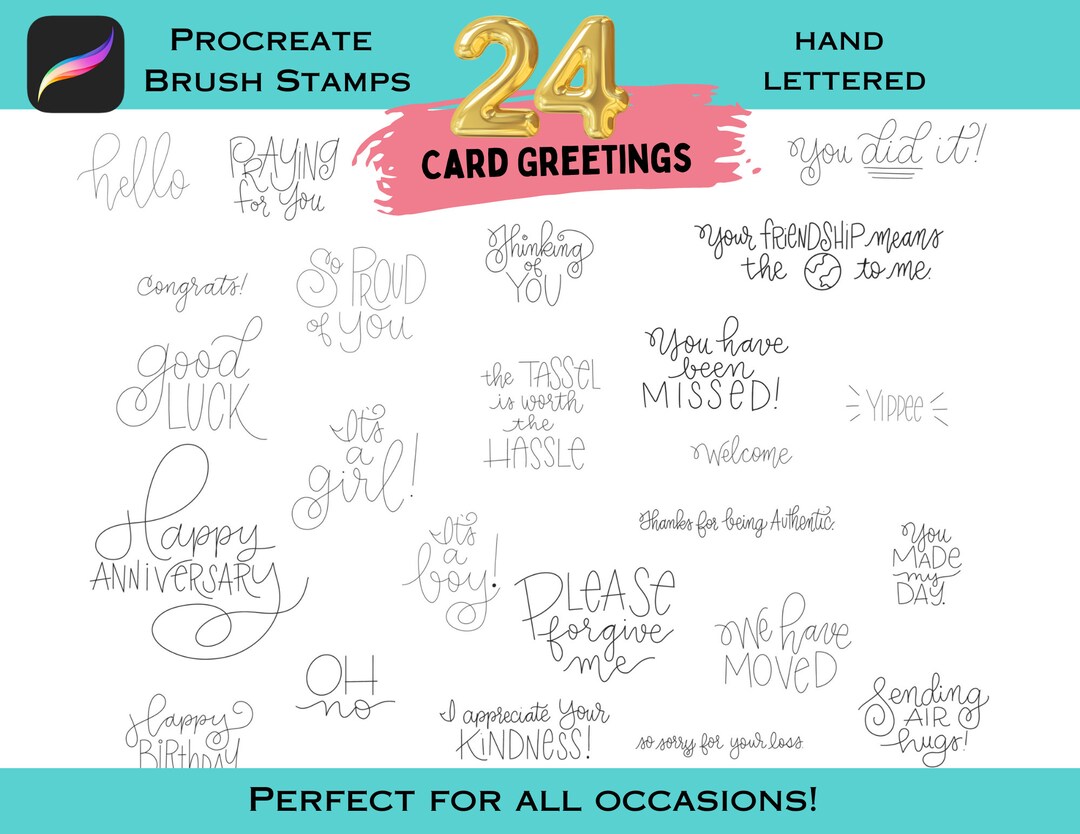 Procreate Brush Stamps Card Greetings Hand Lettered iPad Art ...