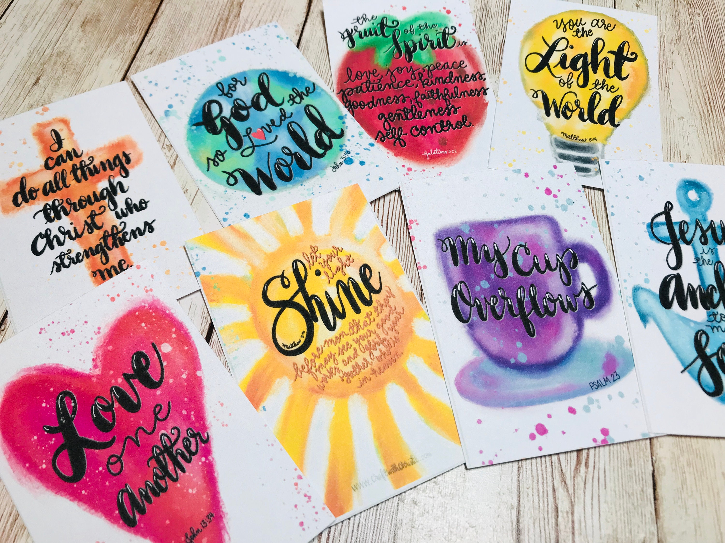 PRINTABLE Scripture Bible Verse Cards Watercolor Splatter - Etsy Canada