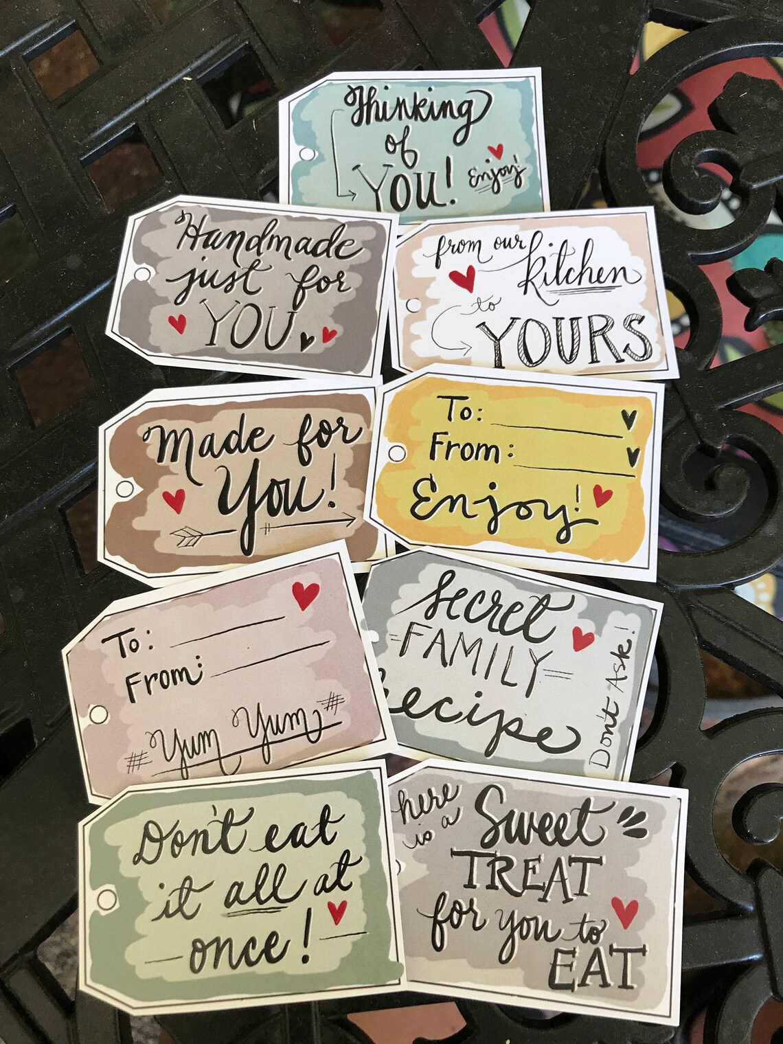 Printable Set of 9 Color-kitchen Recipe-christmas-gift Tag | Etsy