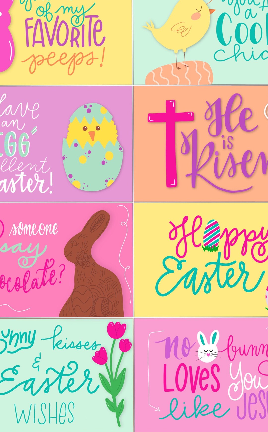 Easter Hand Lettering Cards: Christian Collage Printable (digital ...