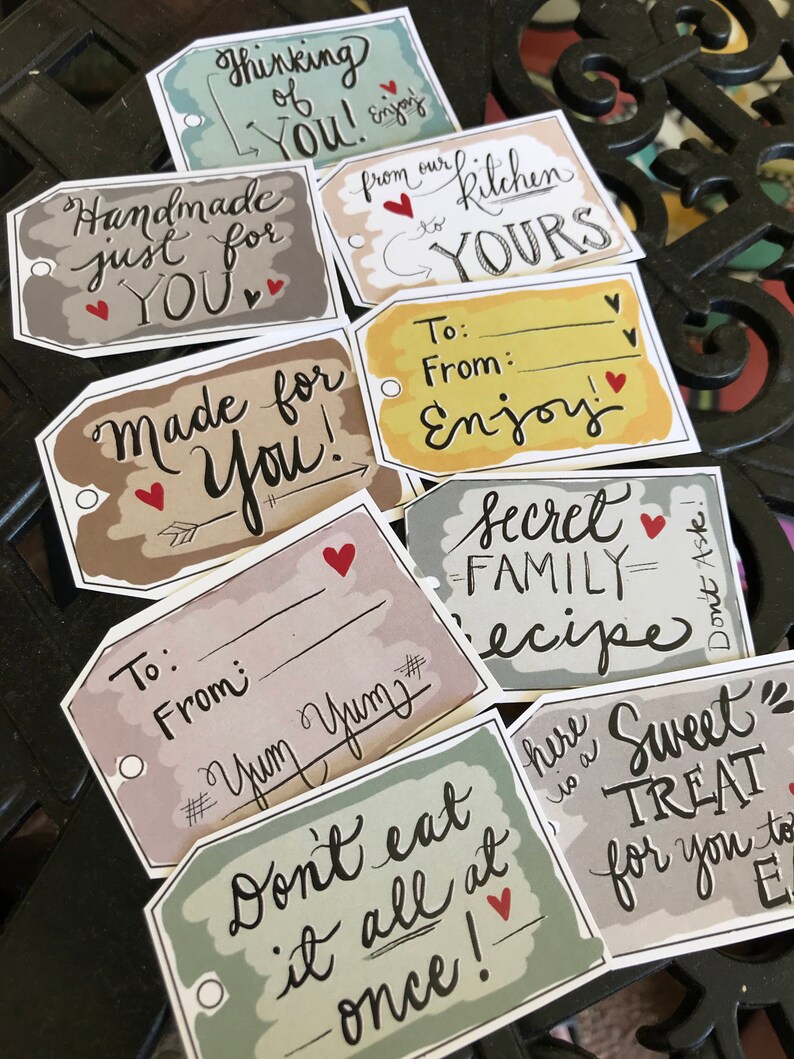 Printable Set of 9 Color-kitchen Recipe-christmas-gift Tag - Etsy