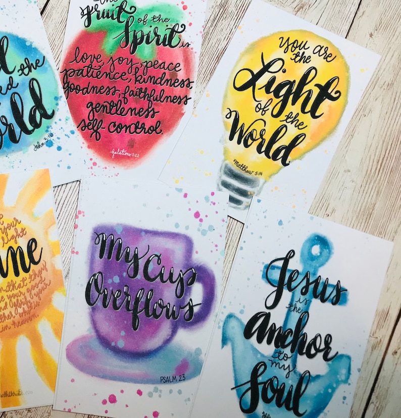 PRINTABLE Scripture Bible Verse Cards Watercolor Splatter - Etsy Canada