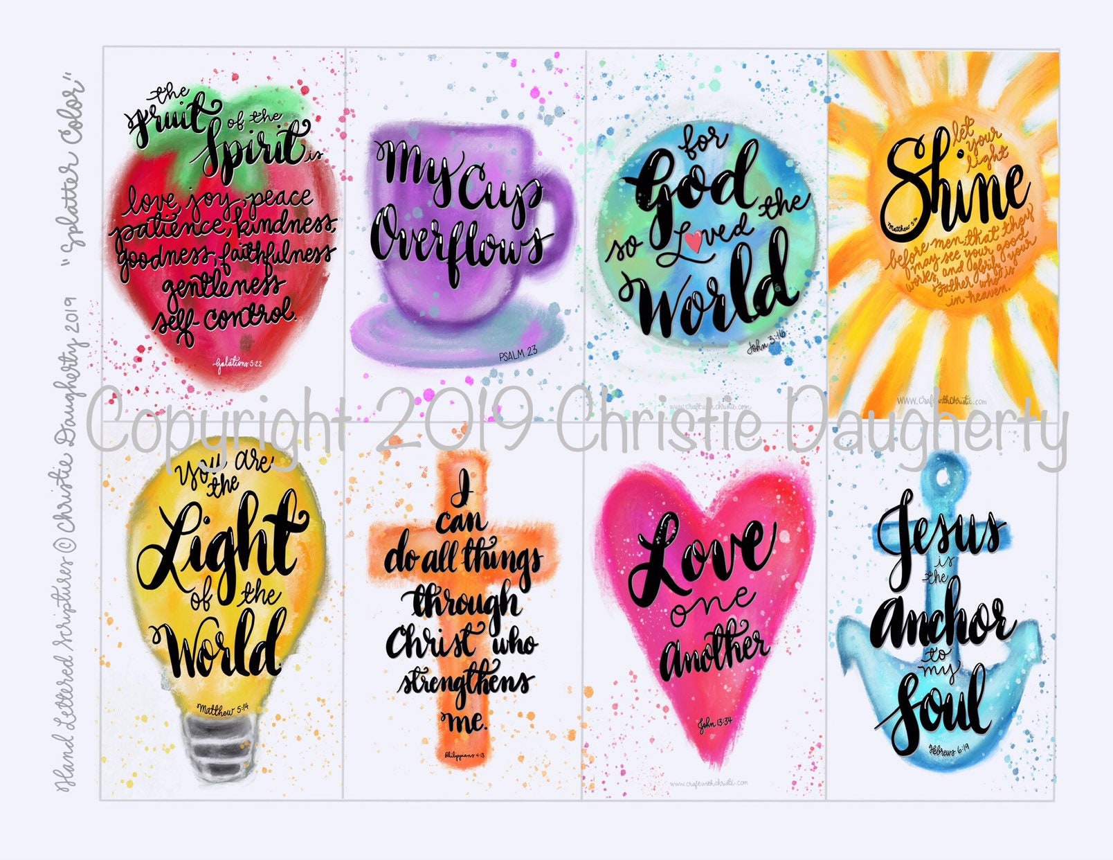 PRINTABLE Scripture Bible Verse Cards Watercolor Splatter | Etsy Canada