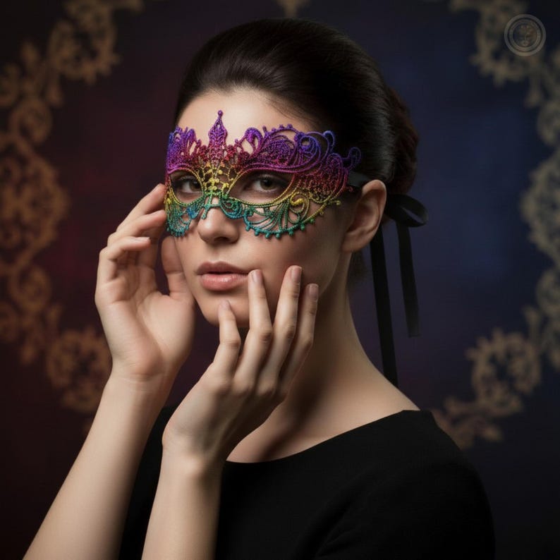 Elegant Lace Masquerade Mask for Gothic Halloween – Venetian Eye Mask ...