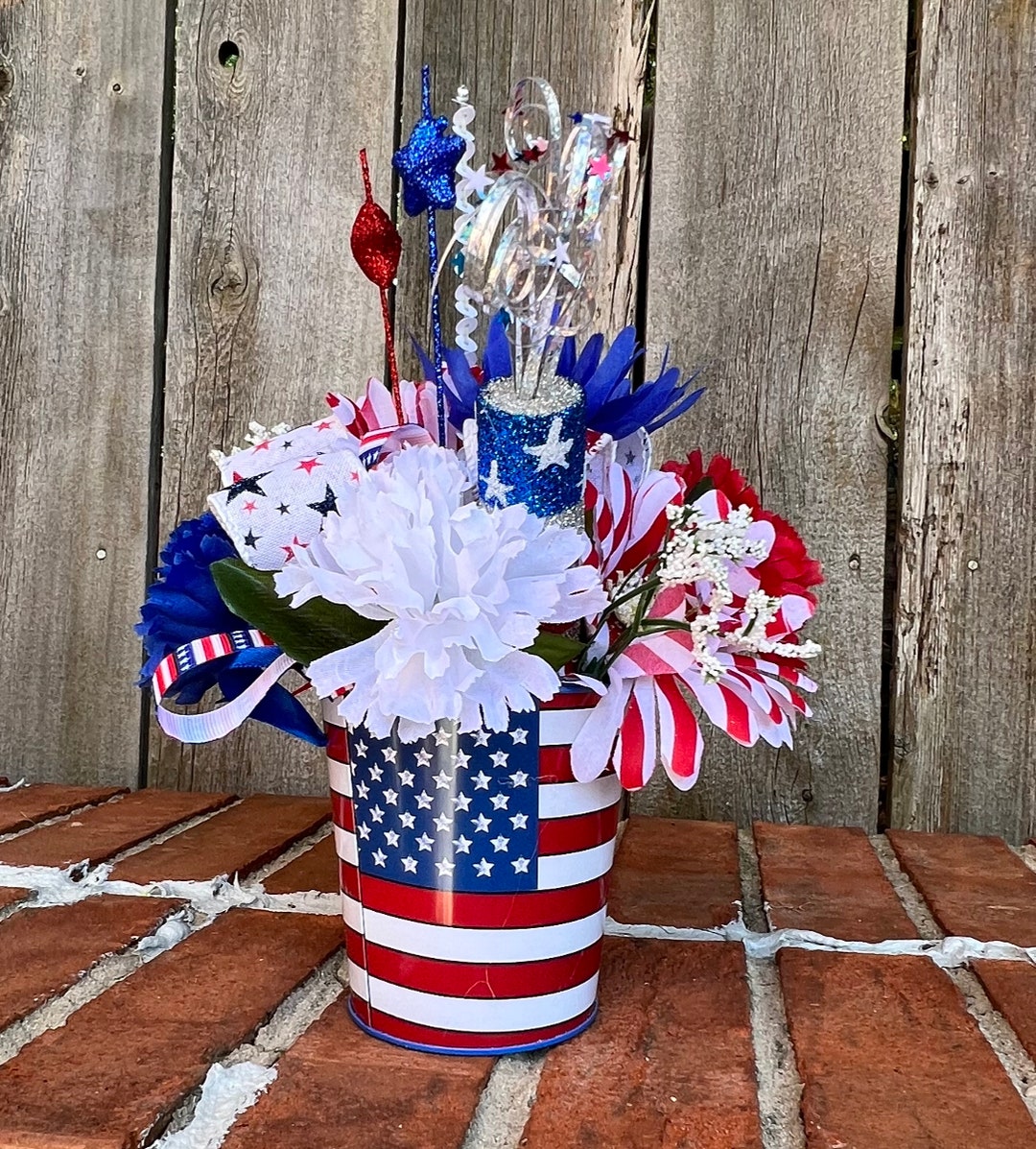 Fun Patriotic Floral Arrangements in Red, White, and Blue - Etsy
