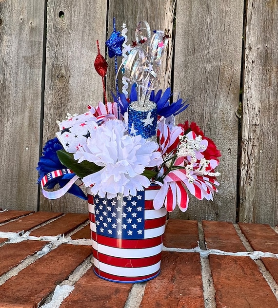 Fun Patriotic Floral Arrangements in Red White and Blue - Etsy