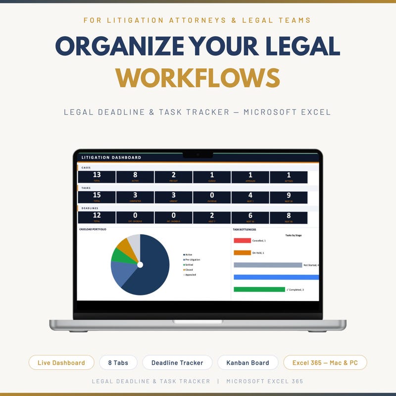 Excel Template Litigation - Etsy