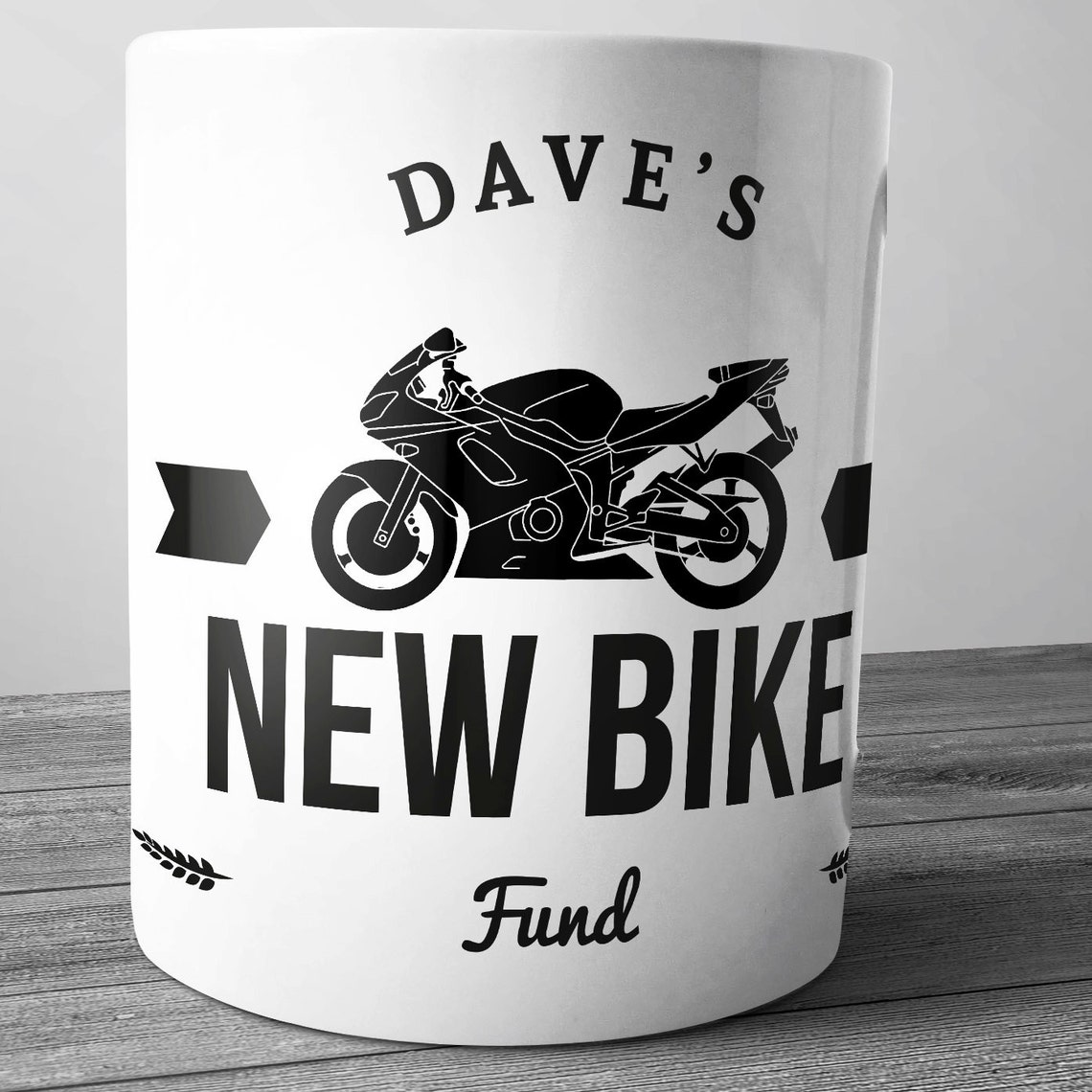 Personalised New Bike Fund Ceramic Money Box Piggy Bank Savings Jar ...