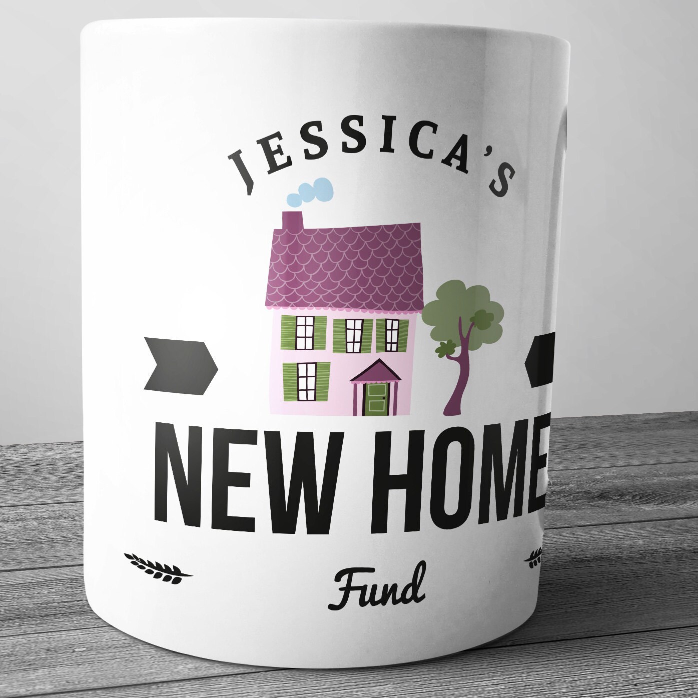 Personalised New Home Fund Ceramic Money Box Piggy Bank Savings Jar ...