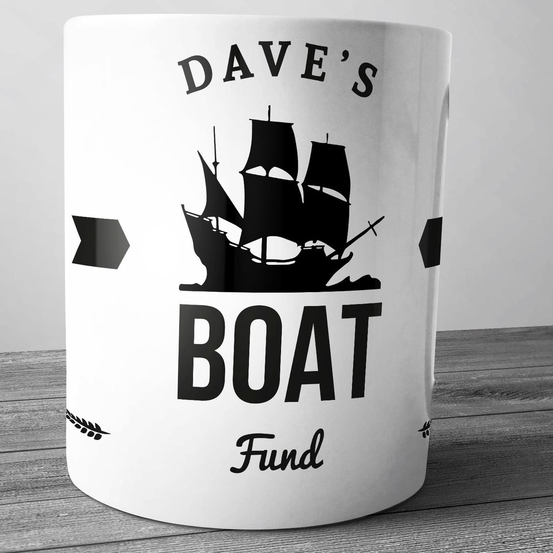 Personalised Boat Fund Ceramic Money Box Piggy Bank Hand Printed Xmas ...