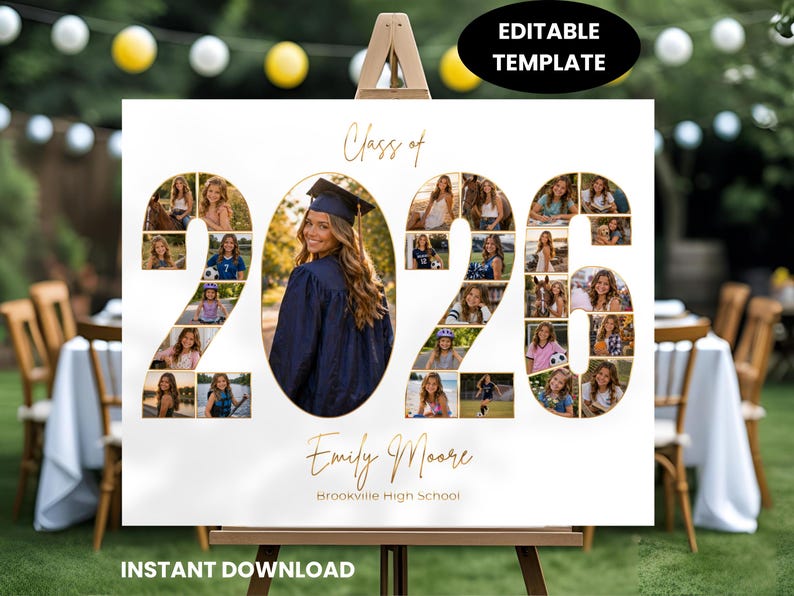 Graduation 2026 Photo Collage Template| Senior Photo Display Poster ...