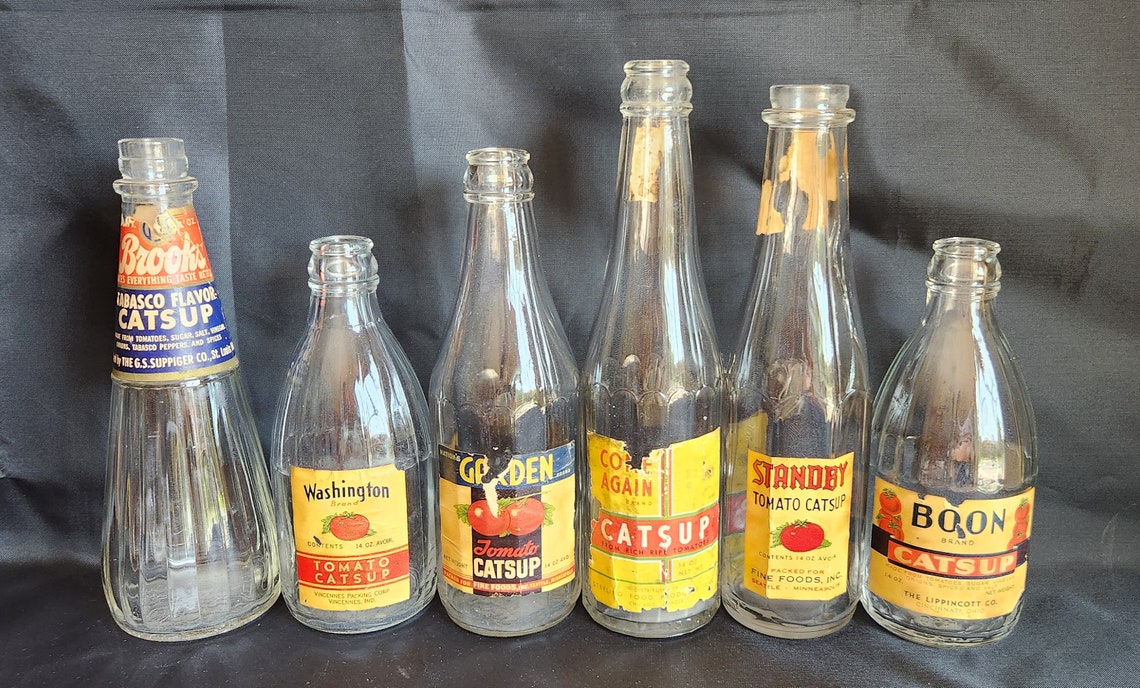Vintage Glass Catsup Bottles With Original Label, Brooks, Stanby ...