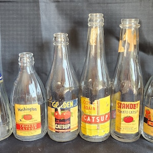 Vintage Glass Catsup Bottles With Original Label, Brooks, Stanby ...