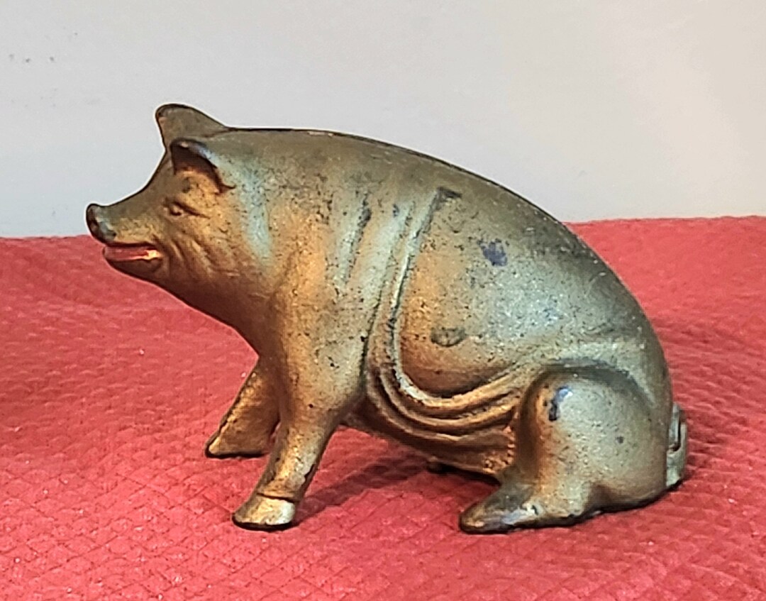 Cast Iron Metal Cast Iron Gold Pig Coin Bank - Etsy