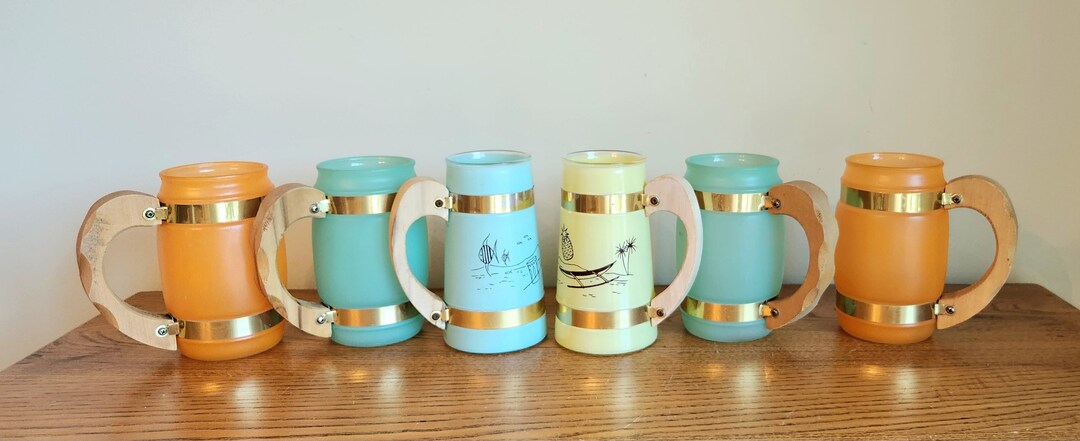 Vintage Siesta Ware Outrigger Mugs and Sherbet Color Barrel Mugs Benner ...