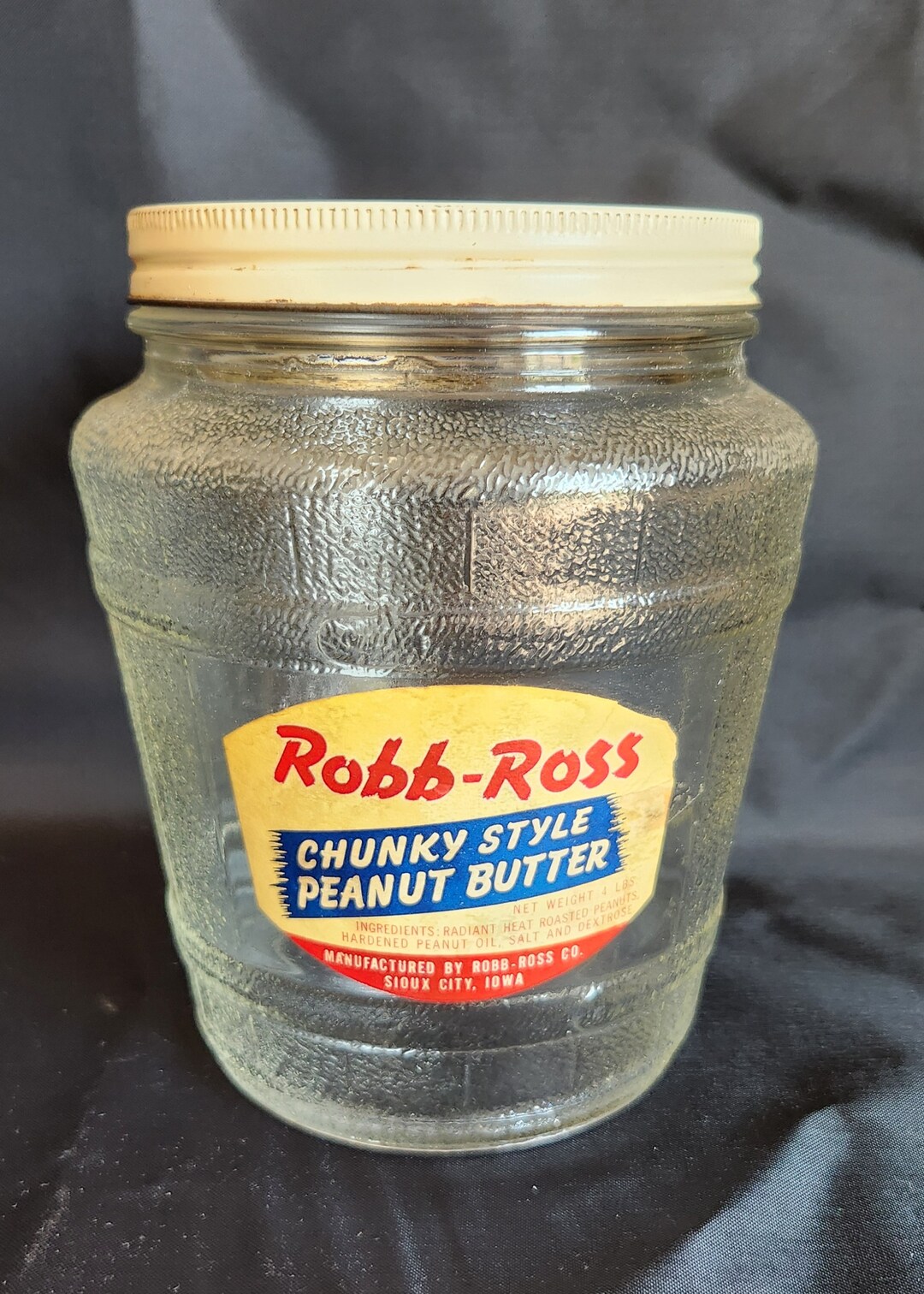 Vintage Robb-ross Chunky Style Peanut Butter Glass Jar With Lid 4 ...