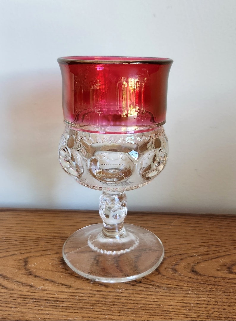 Vintage Ruby Kings Crown Red Water Goblets Glasses, Set of 4 and 7 - Etsy