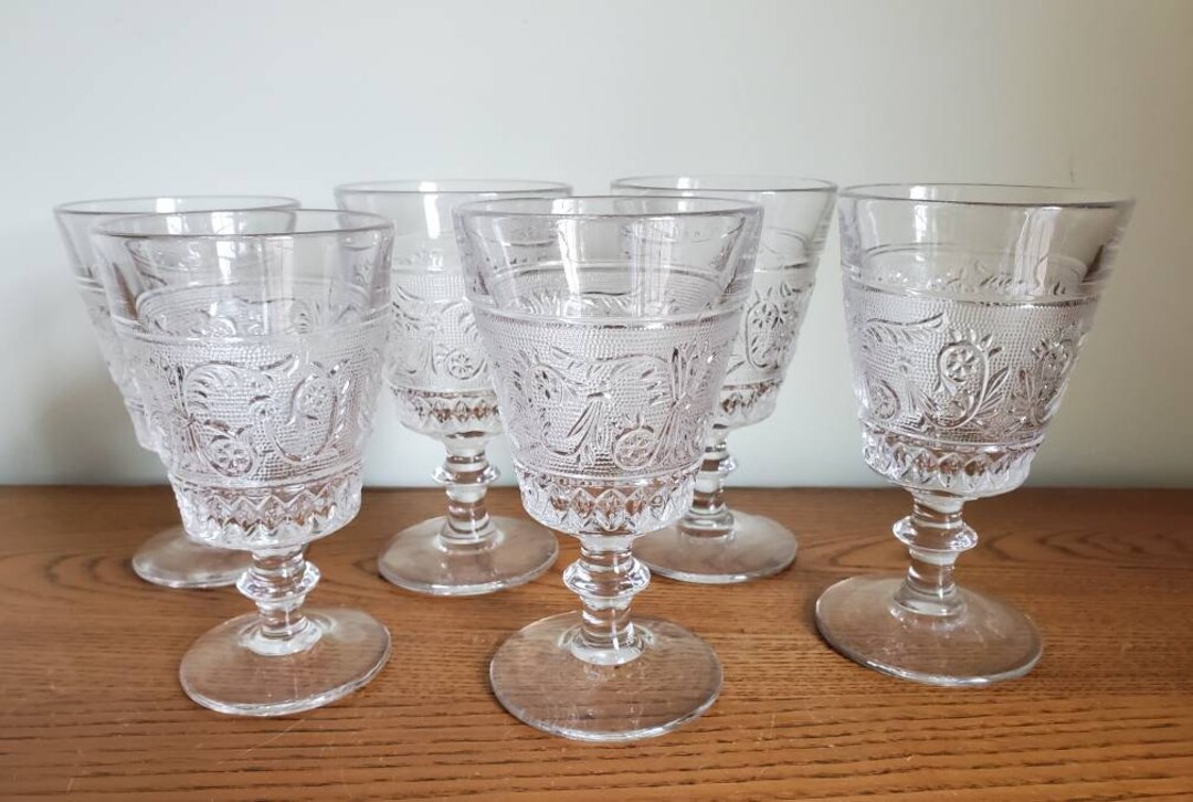 Vintage Duncan Miller Sandwich Glass Water Goblets Set of 6 - Etsy
