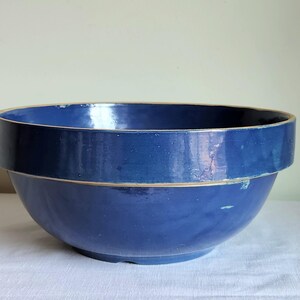 Farmhouse Mixing Large Bowl Blue Yellow Ware Stoneware - Etsy