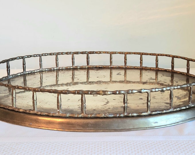 Vintage Large Brass Bamboo Look Tray Made in India - Etsy