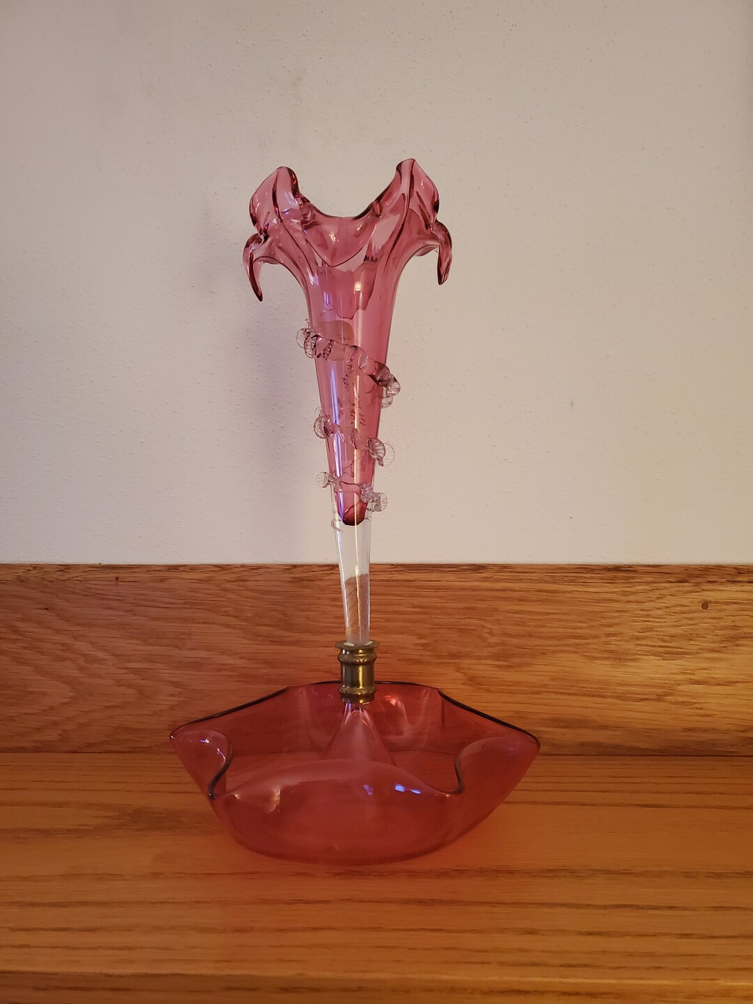 Antique Victorian Cranberry Art Glass Single Horn Epergne Vase - Etsy