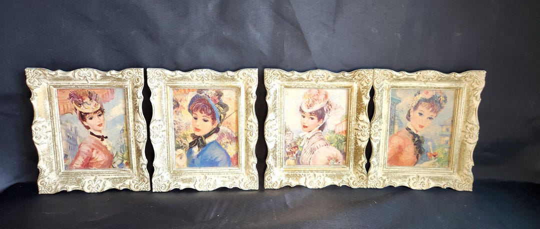 Mid Century Set of 4, Cherry Jeffe Huldah Framed Prints, Wall Hangings ...