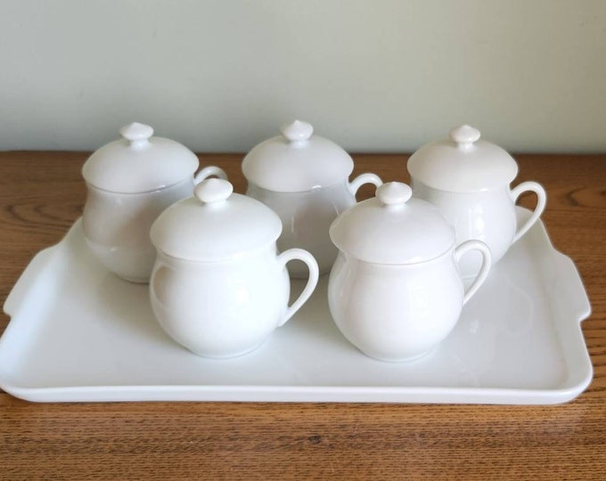 Apilco France Pots De Creme 5 Cups With Lids, Tray, French Country ...