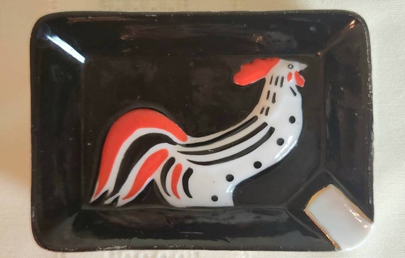 Vintage Lefton Black Rooster Cigarette Box and Matchi… - Gem