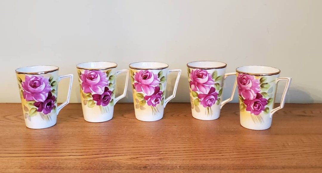 Vintage Nippon Cider Lemonade Hand Painted Rose Mugs Cups Set of 5 - Etsy