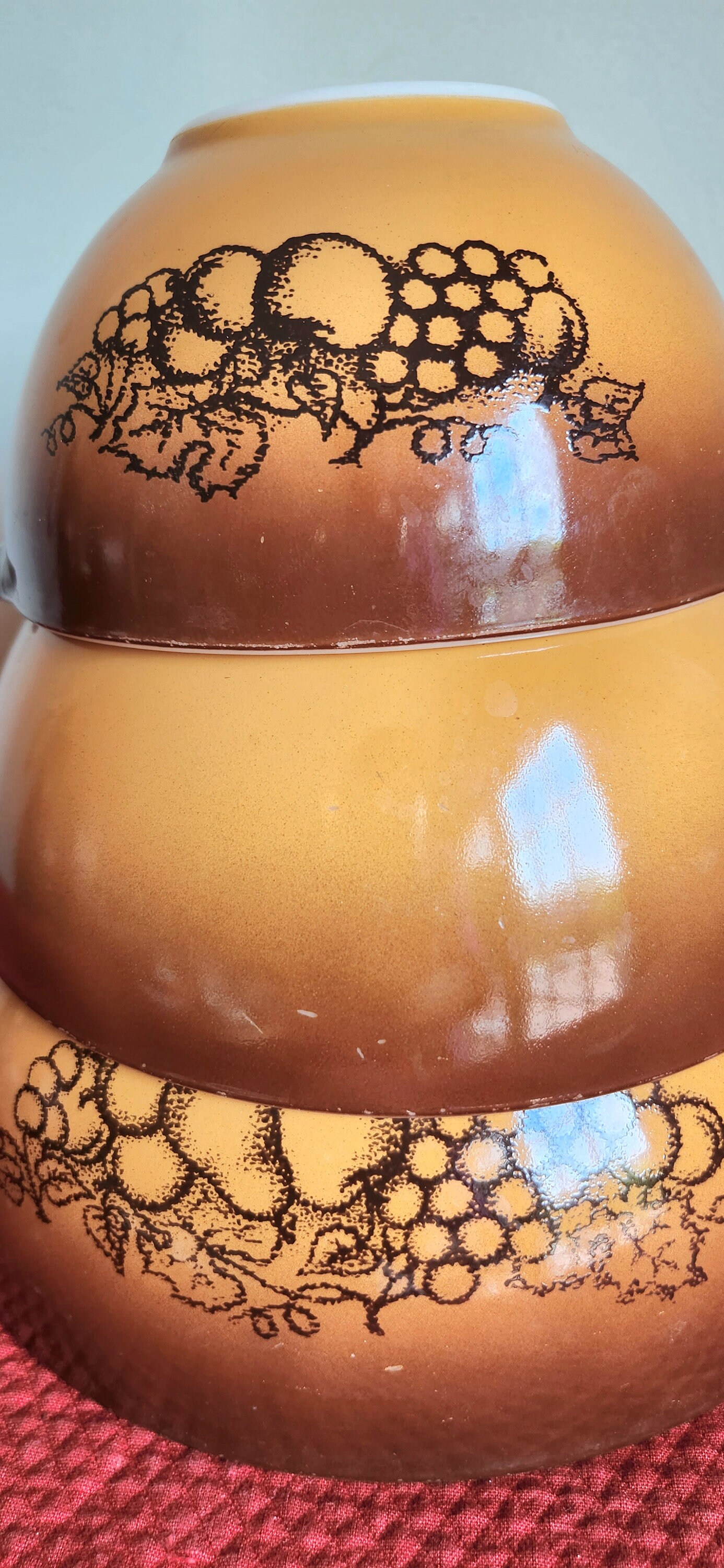Vintage Pyrex Set Old Orchard Brown Mid Century Set 443, 442, and 441 ...