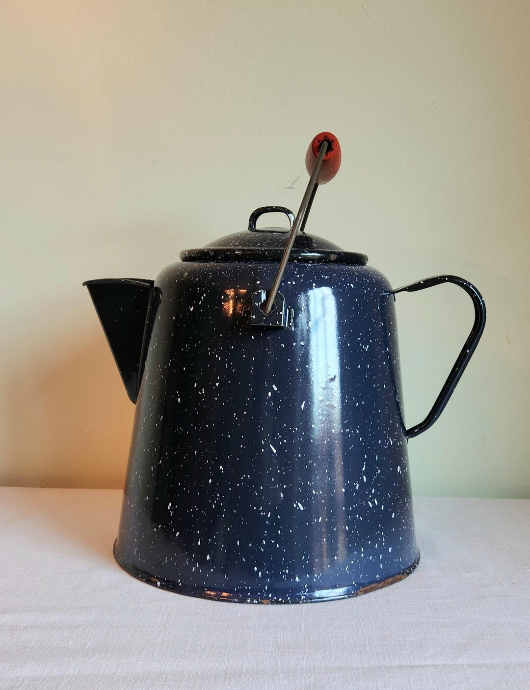 Large Graniteware Enamelware Navy Blue Speckled Cowboy Coffee Pot ...
