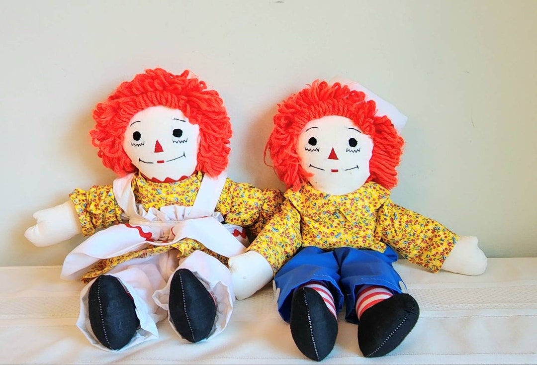 Vintage Handmade Raggedy Ann and Raggedy Andy Dolls 1980's - Etsy