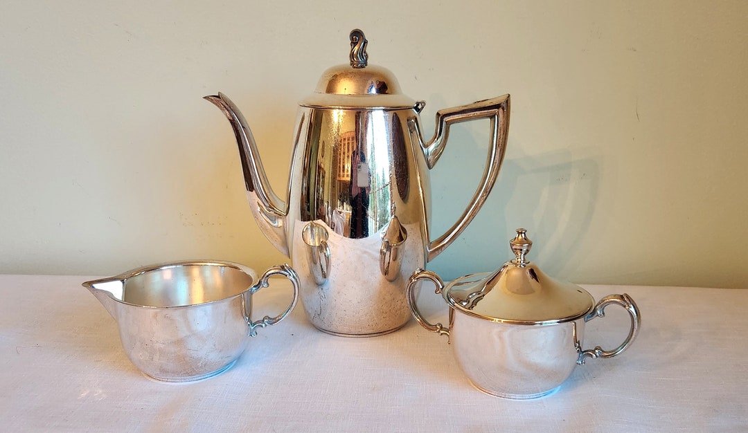 Vintage Oneida Silversmiths Silverplate Coffee Pot Hinged Lid With ...