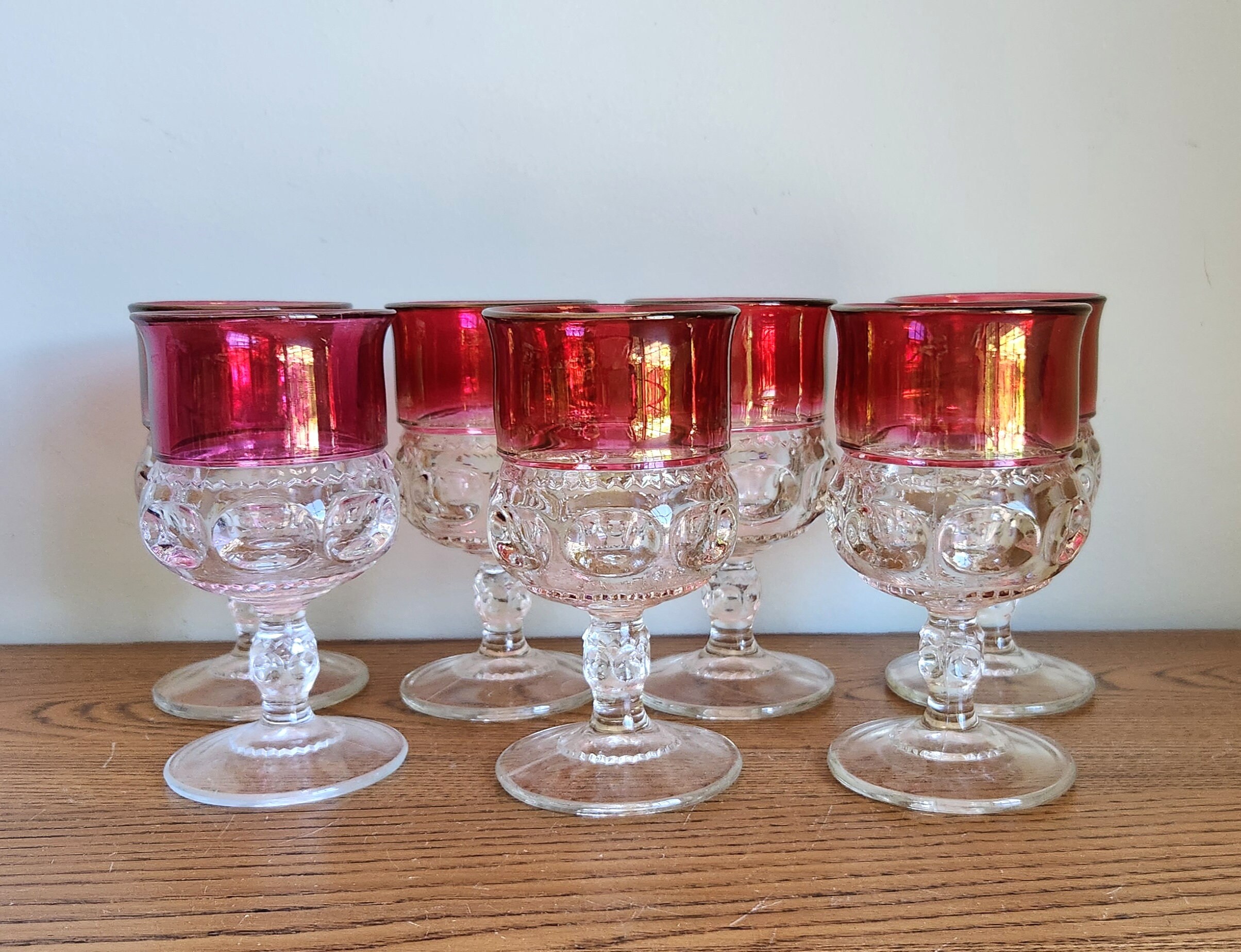 Vintage Ruby Kings Crown Red Water Goblets Glasses, Set of 4 and 7 - Etsy