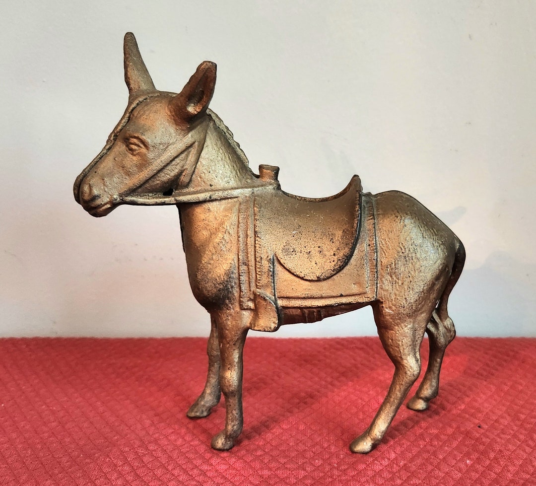 Antique Cast Iron Metal Donkey Coin Bank Gold - Etsy