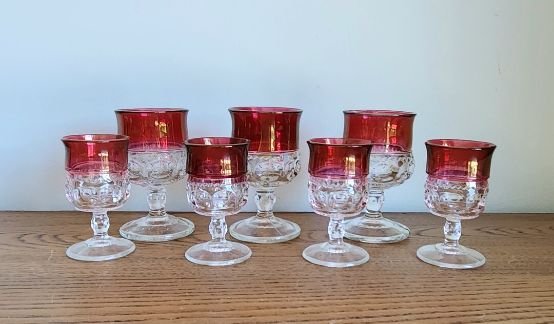 Vintage Ruby Kings Crown Red Wine and Cordial Shot Goblets Glasses - Etsy