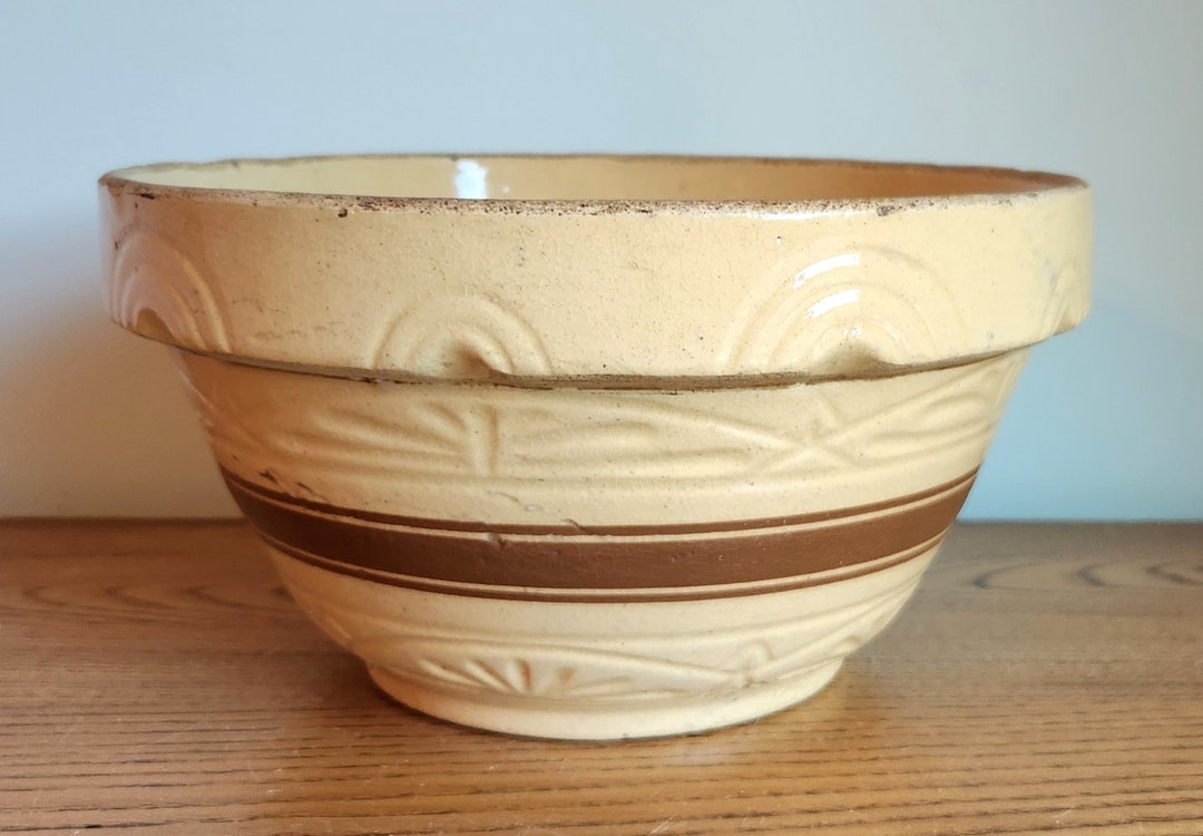 Vintage Roseville Large Yellow Ware Stoneware Rrpco Pottery Mixing Bowl ...