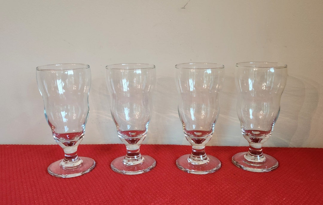 4 Very Tall Parfait Footed Water Ice Tea Glasses Glassware Stemmed ...