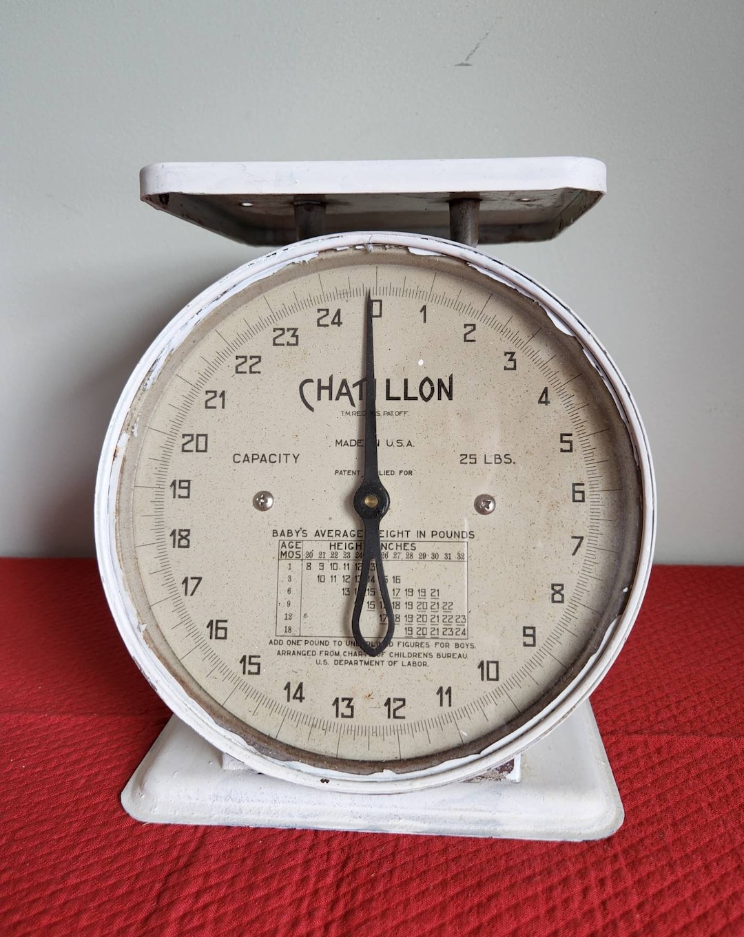 Vintage Chatillon Metal 25 Lb. Baby Scale, Rustic Country Farmhouse ...