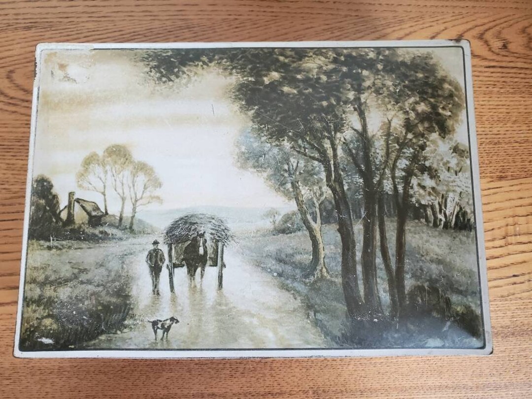 Vintage UNEEDA NBC Hinged Tin National Biscuit Company Cookie Box Horse ...