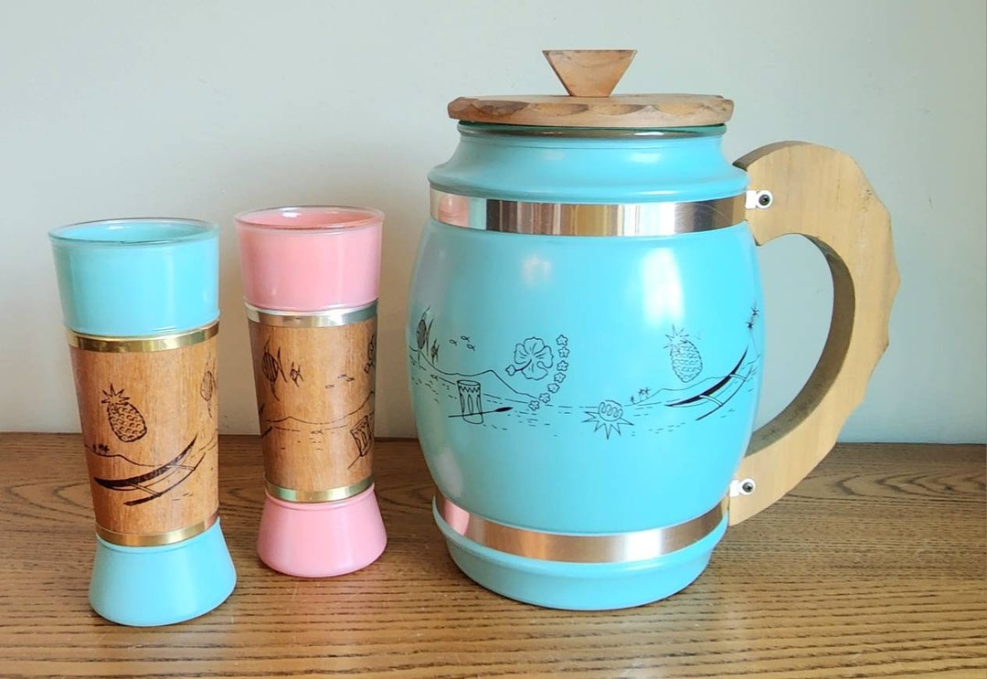 Vintage Siesta Ware Outrigger Barrel Snack Jar Cookie Jar Benner Glass ...