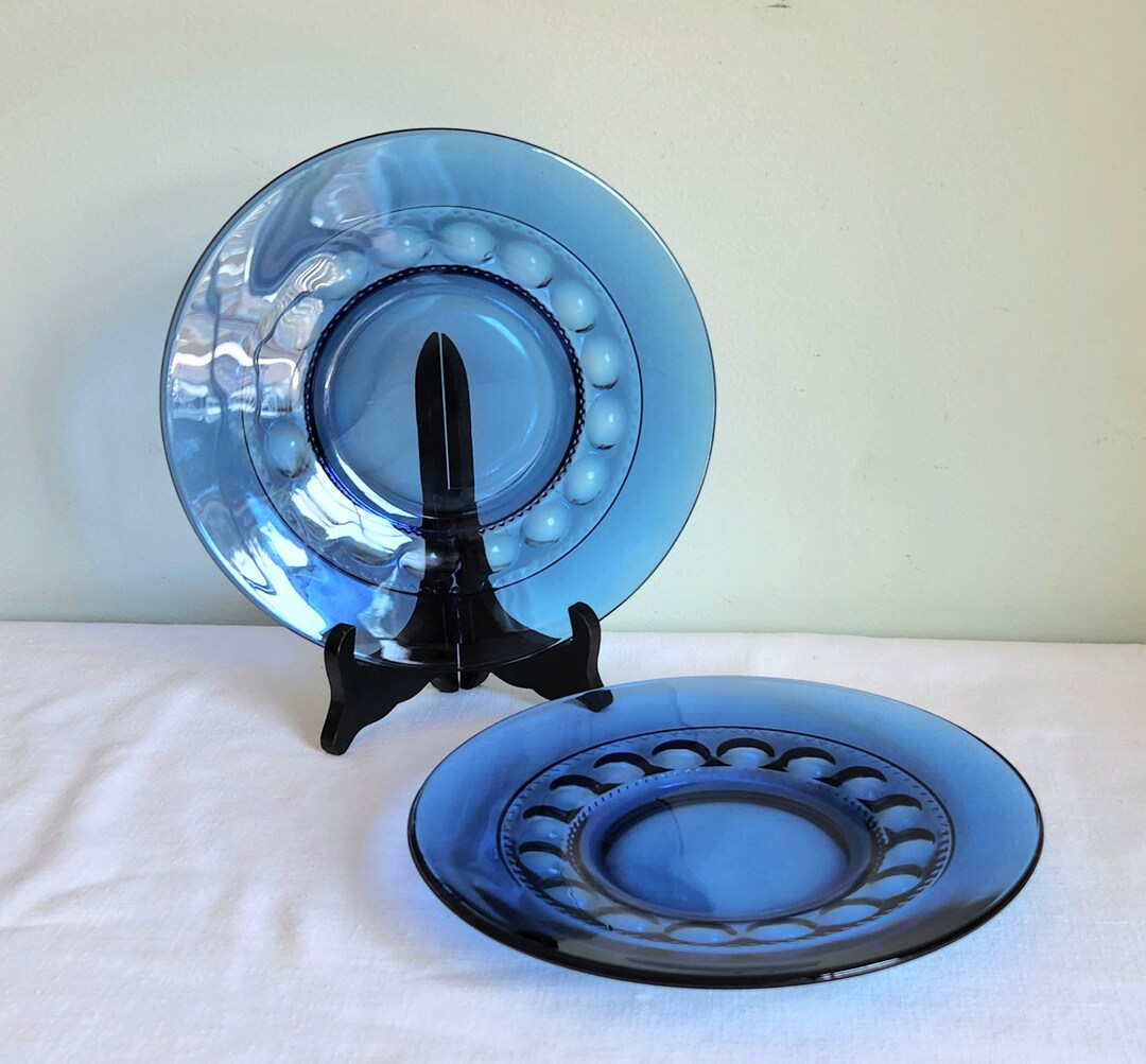 Vintage Indiana Glass Imperial Kings Crown Cobalt Blue Lunch / Salad ...