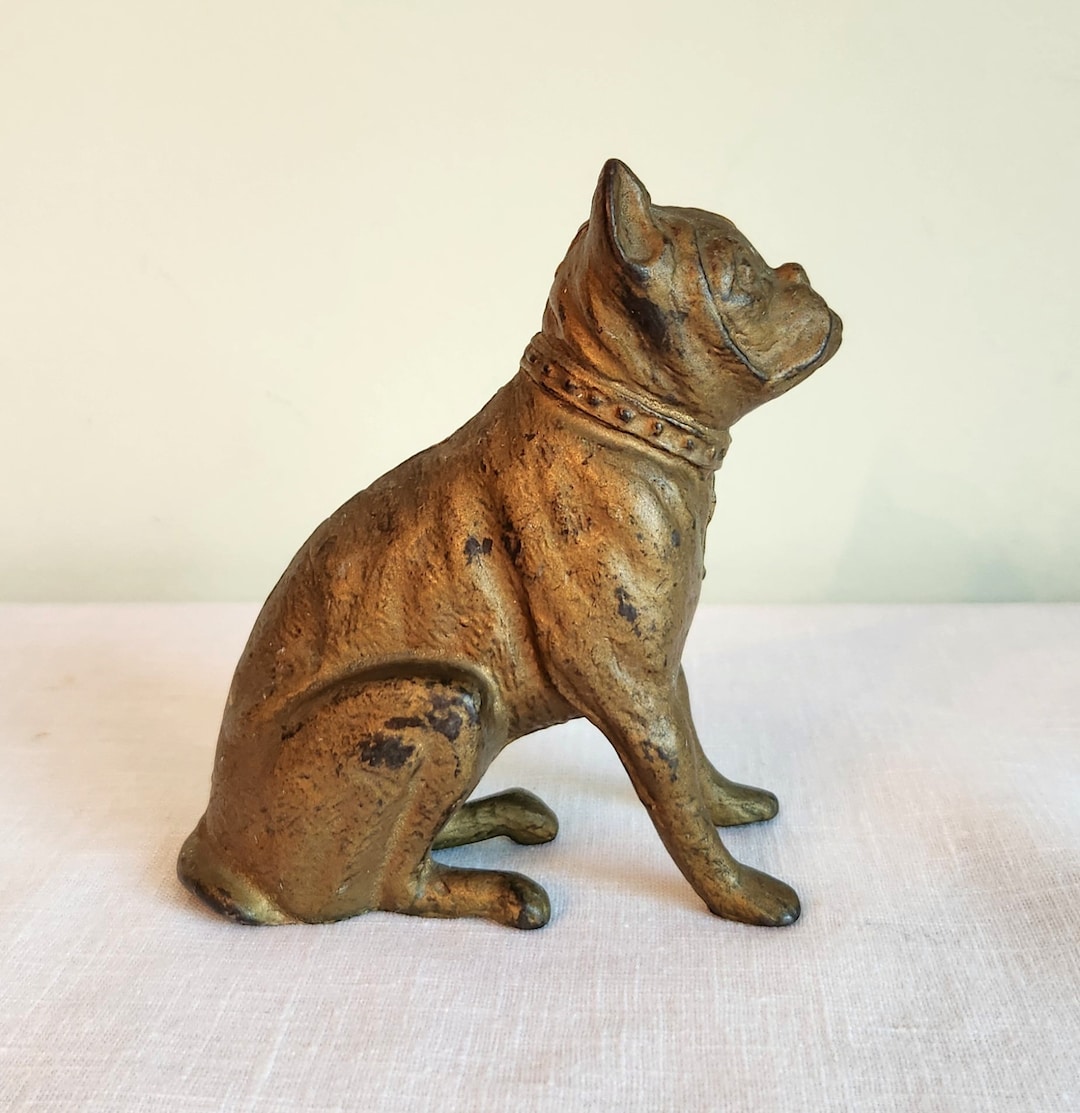 Antique Cast Iron Metal Boxer Dog Penny Bank Hubley or A.C. Williams ...