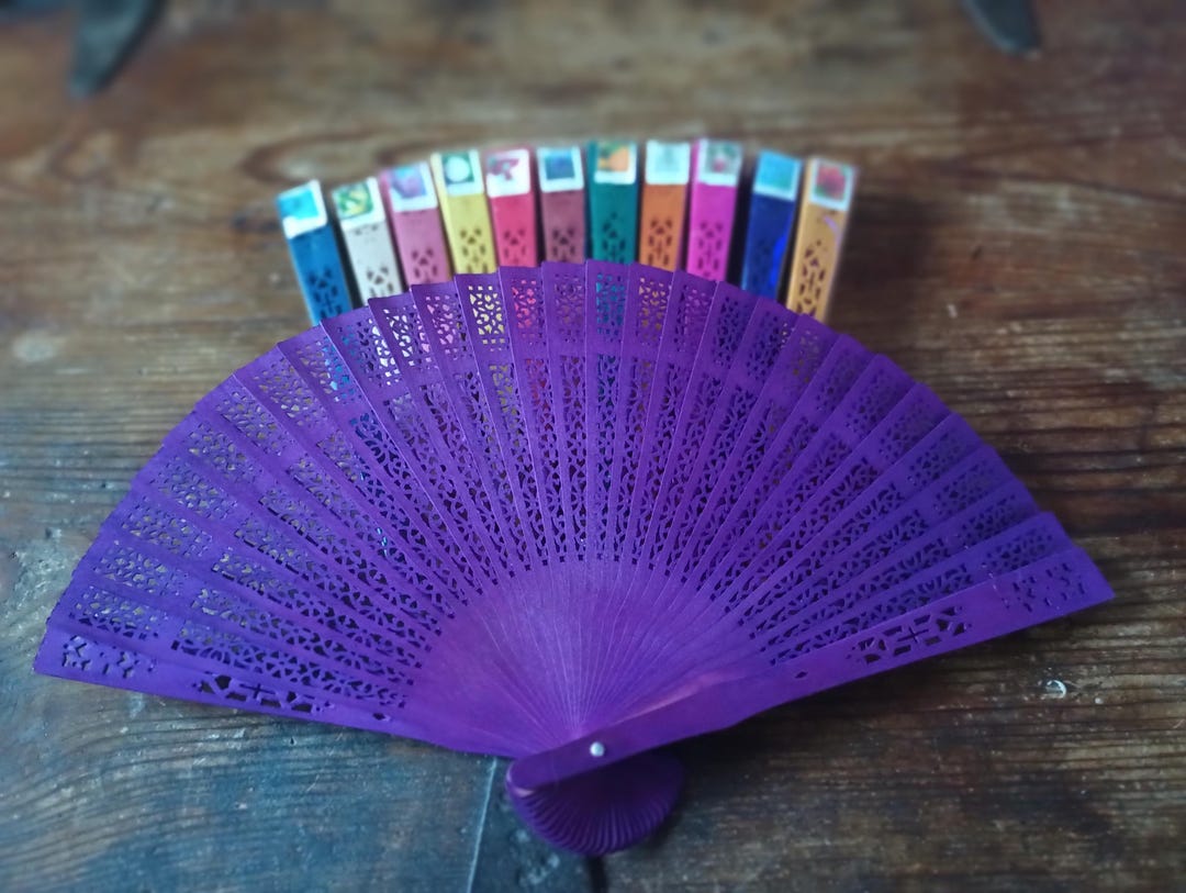 12 Scented Fans, Colored Wood Party Supplies - Etsy